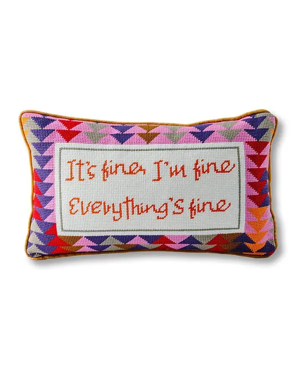 FURBISH Everything's Fine Needlepoint Decorative Pillow - Multi