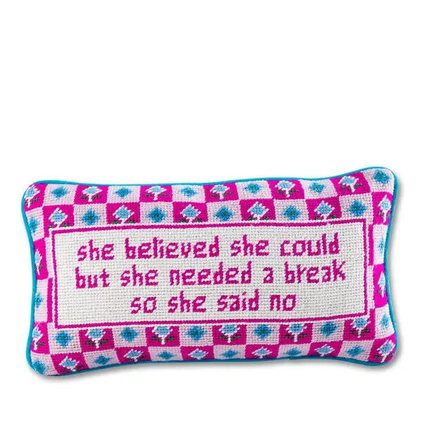 FURBISH She Needed A Break Needlepoint Decorative Pillow