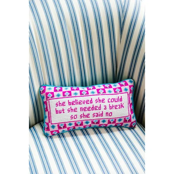 FURBISH She Needed A Break Needlepoint Decorative Pillow