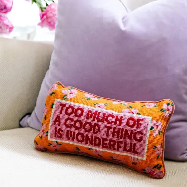 FURBISH Too Much Needlepoint Decorative Pillow