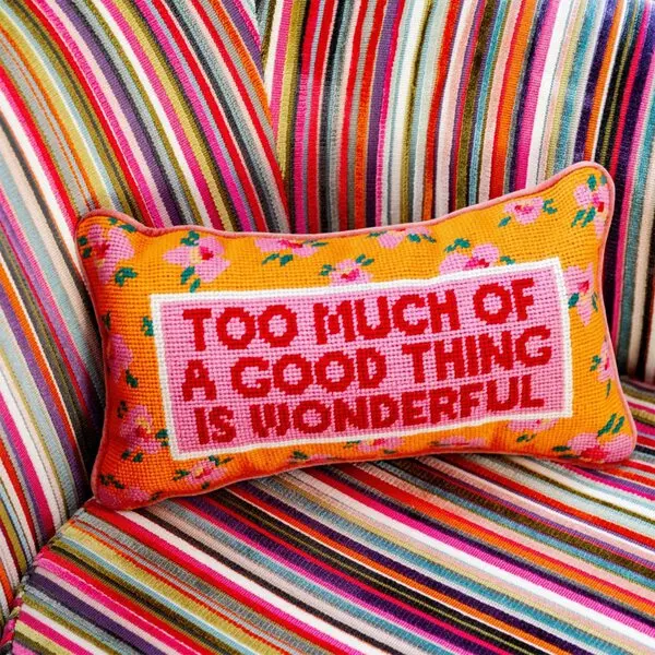 FURBISH Too Much Needlepoint Decorative Pillow