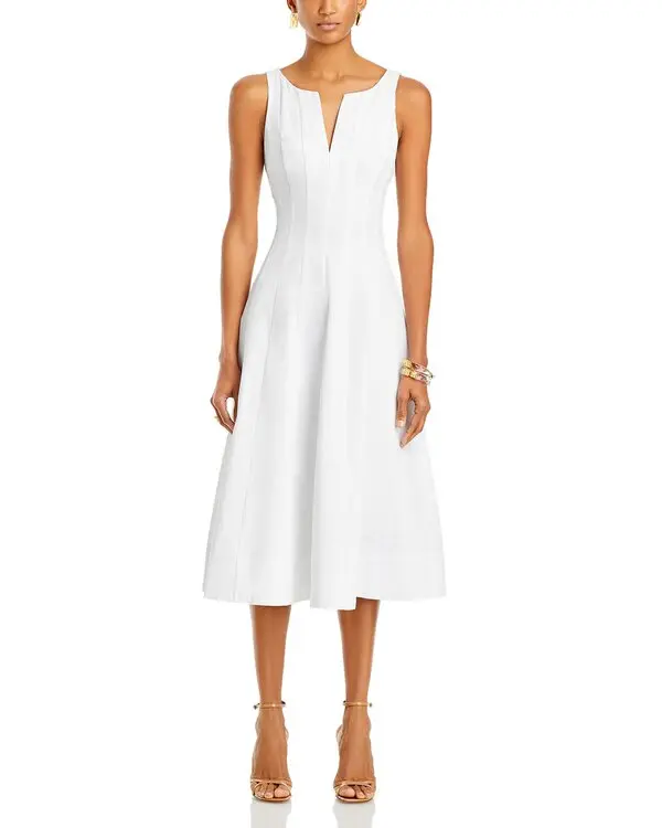 Aqua Paneled Midi Dress - White