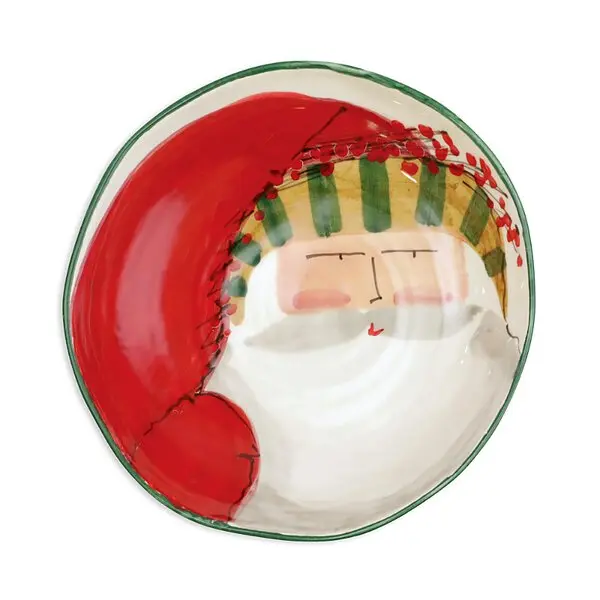 VIETRI Old St. Nick Pasta Bowl - Stripe Hat
