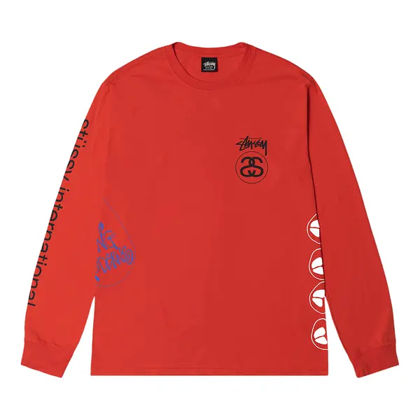 StÜssy Test Strike Pigment Dyed Long-sleeve Tee 'tomato - Red