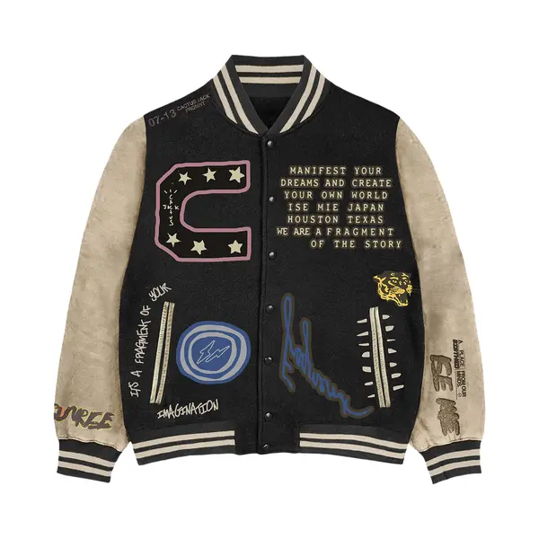TRAVIS SCOTT For Fragment Manifest Letterman Jacket - Grey
