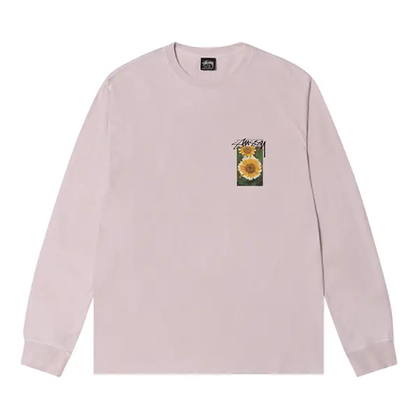StÜssy Flower Grid Pigment Dyed Long-sleeve Tee 'blue - Pink