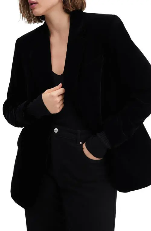 Mango Velvet Blazer - Black