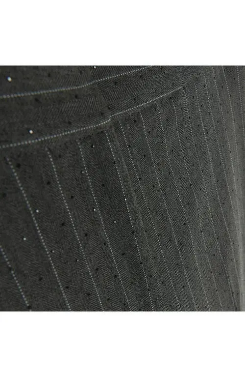 RIVER ISLAND Diamante Pinstripe Straight Leg Trousers