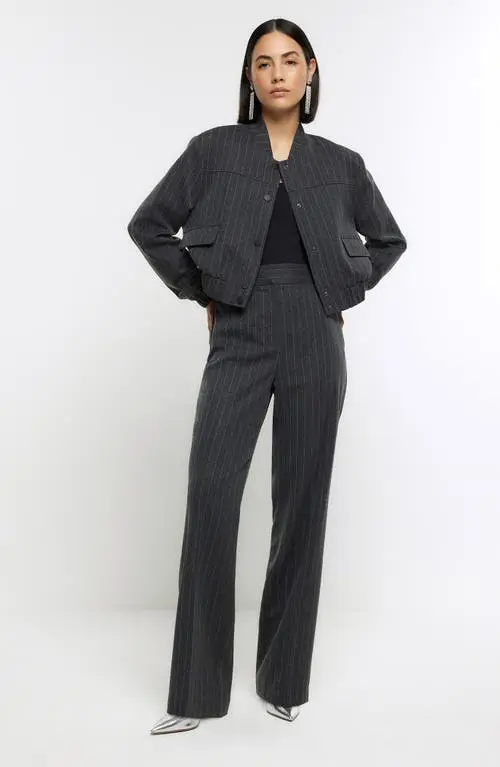 RIVER ISLAND Diamante Pinstripe Straight Leg Trousers