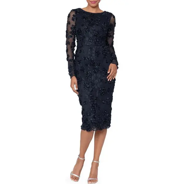 women's lace dress with sleeves Elegant lace long sleeve midi dress- Gilan 2XL main image 0