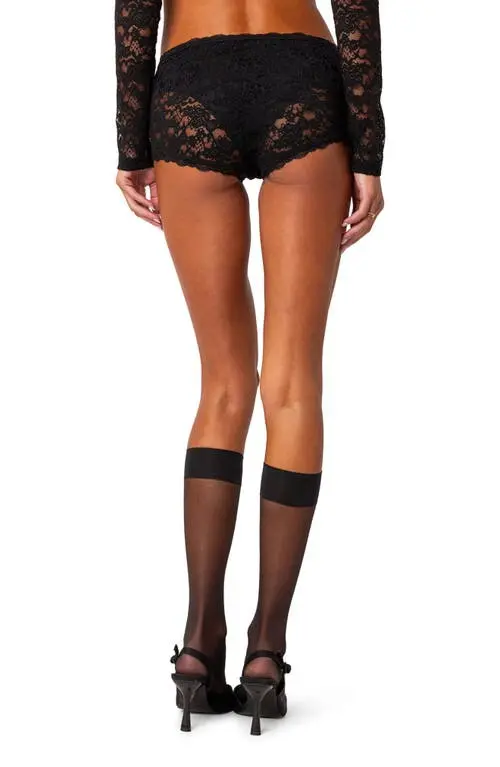 EDIKTED Estella Sheer Lace Micro Shorts