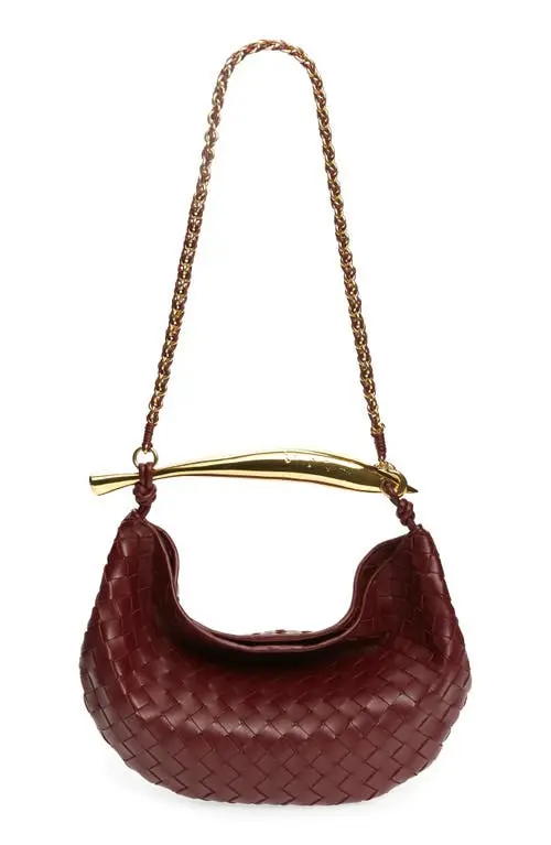 Bottega Veneta Small Sardine Intrecciato Top Handle Bag - Barolo/brass