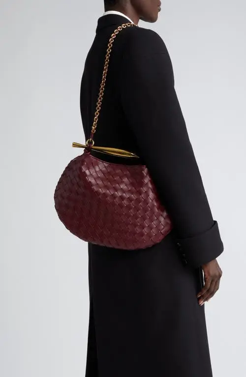 Bottega Veneta Small Sardine Intrecciato Top Handle Bag - Barolo/brass