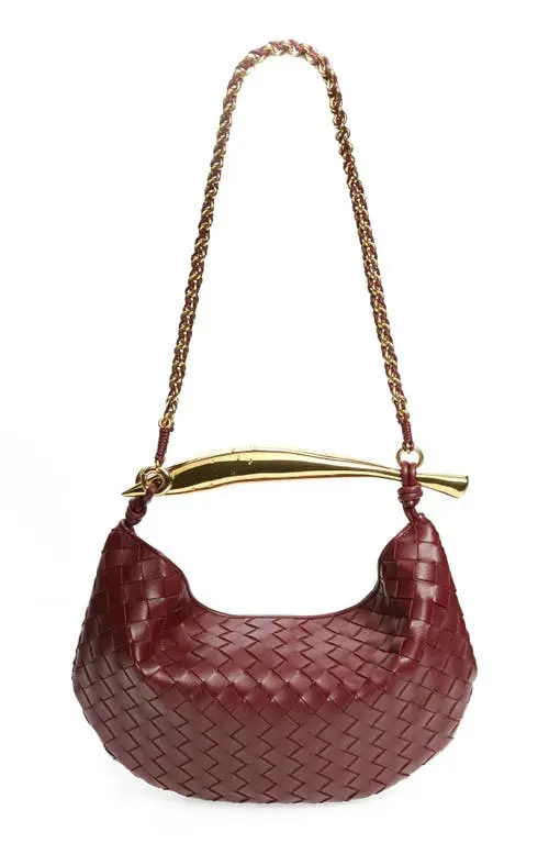Bottega Veneta Small Sardine Intrecciato Top Handle Bag - Barolo/brass