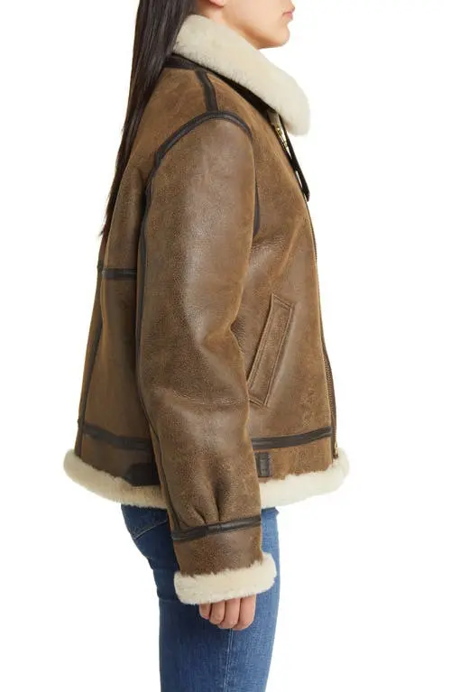 SCHOTT Genuine Shearling & Leather Bomber Jacket
