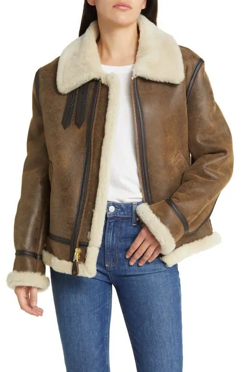 SCHOTT Genuine Shearling & Leather Bomber Jacket
