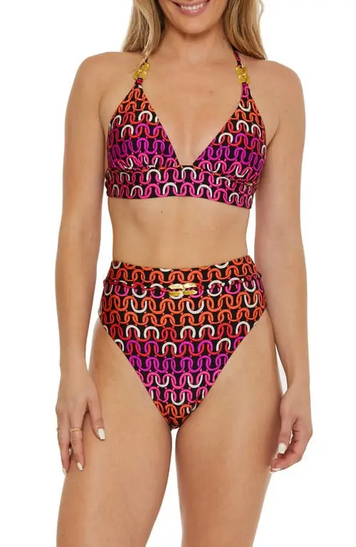 Trina Turk Echo Belted High-waist Bikini Bottom
