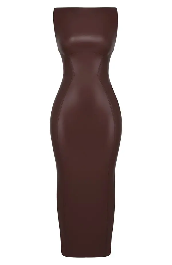 House Of Cb Sahara Faux Leather Maxi Dress - Brown Leather | Editorialist