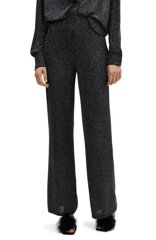 Mango Metallic High-waist Straight-leg Pants