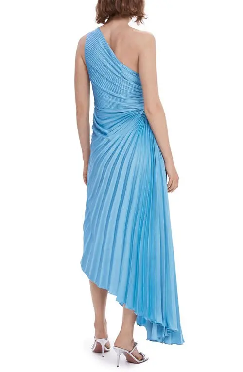 Mango One-Shoulder Side Cutout Pleated Midi Dress In Sky Blue - 35% Off |  Editorialist