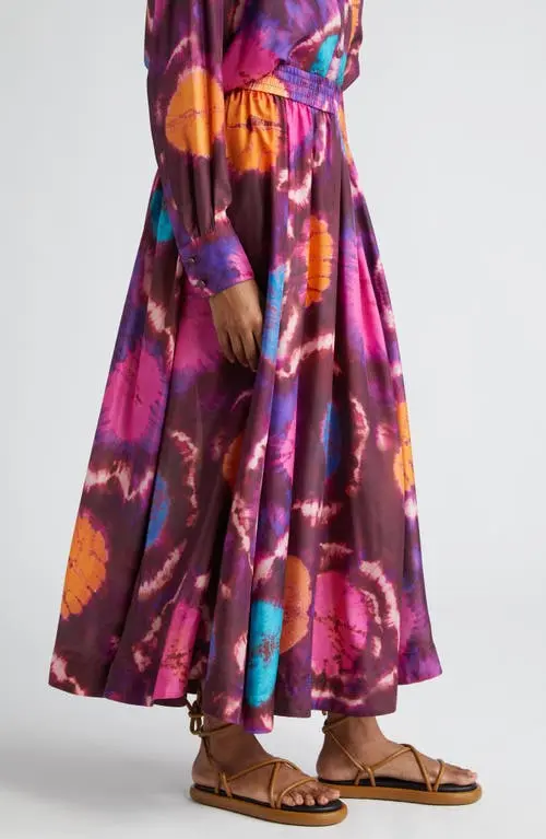 Zimmermann Acadian Tie Dye Silk Maxi Skirt