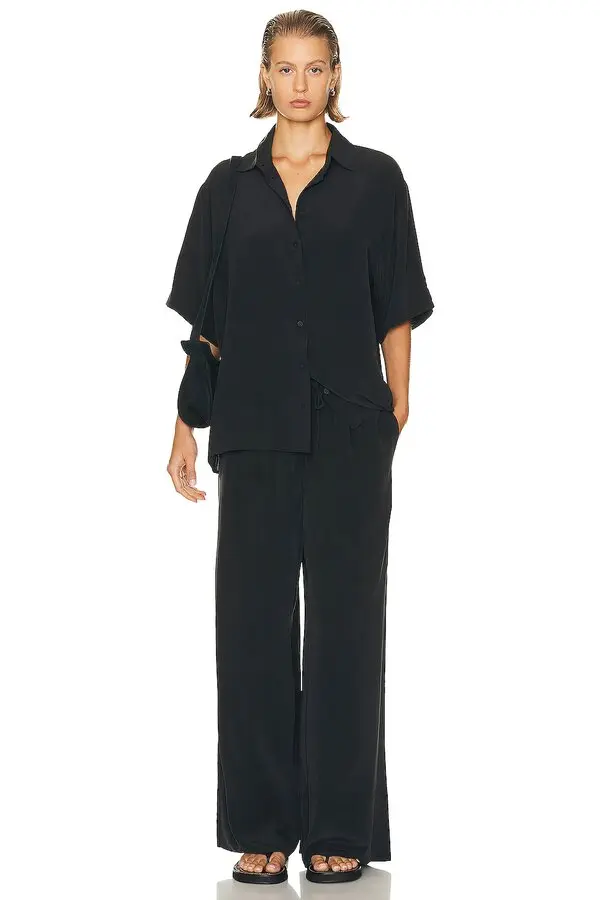 ST. AGNI Relaxed Silk Pant In Black