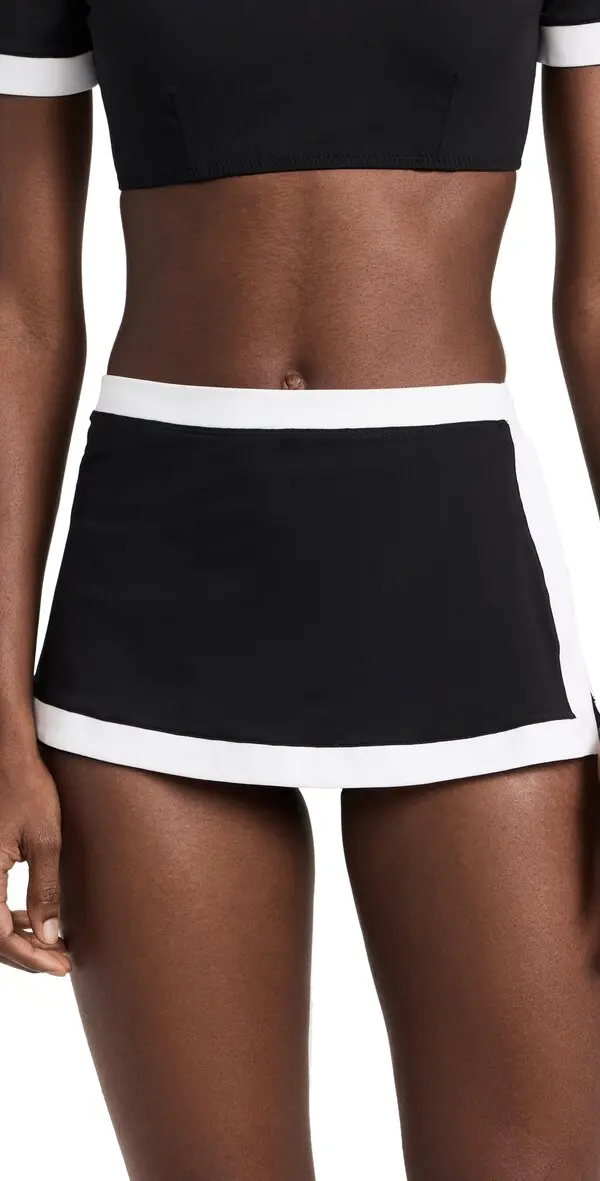 Staud Nell Swim Skirt - Black/white