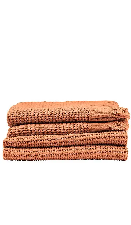 HOUSE NO. 23 Ella Waffle Towel In Burnt Orange - Sedona