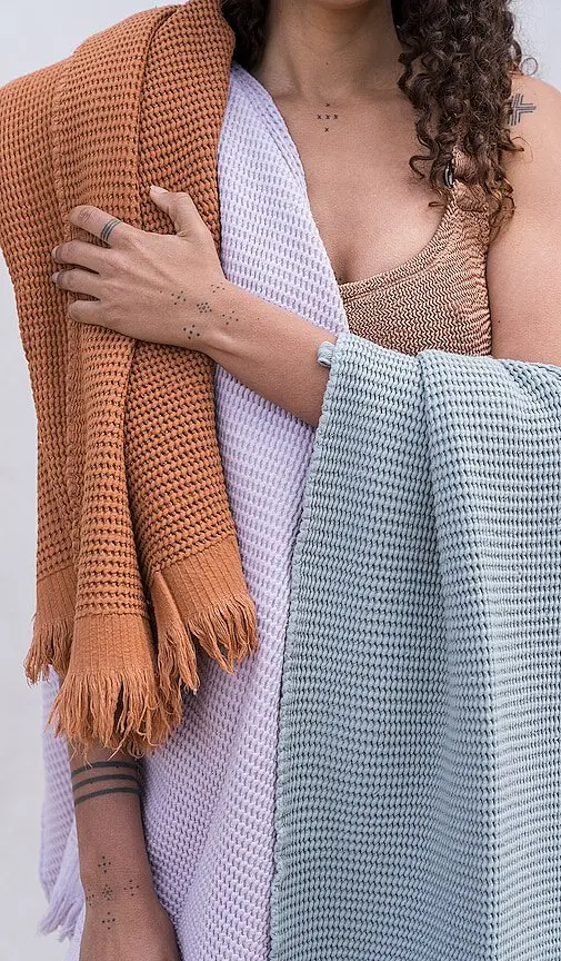 HOUSE NO. 23 Ella Waffle Towel In Burnt Orange
