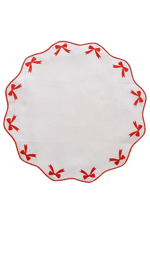 CHEFANIE Red Bow Placemat In White