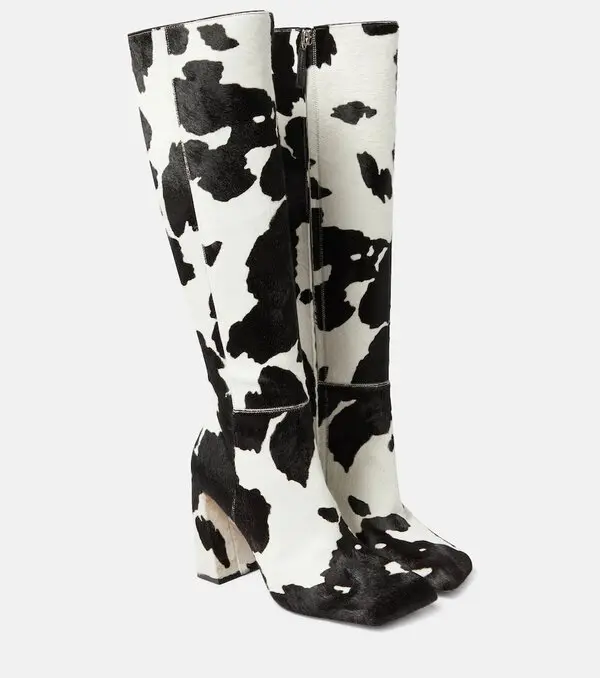 Amina Muaddi Marine Calf Hair Knee-high Boots - Multicoloured