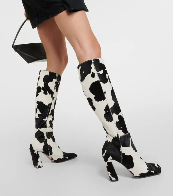 Amina Muaddi Marine Calf Hair Knee-high Boots - Multicoloured
