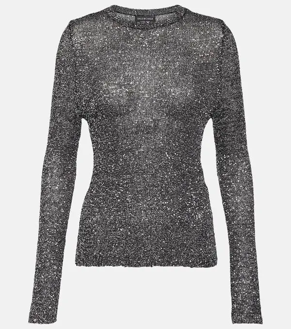 Balenciaga Sequined Metallic Knit Sweater