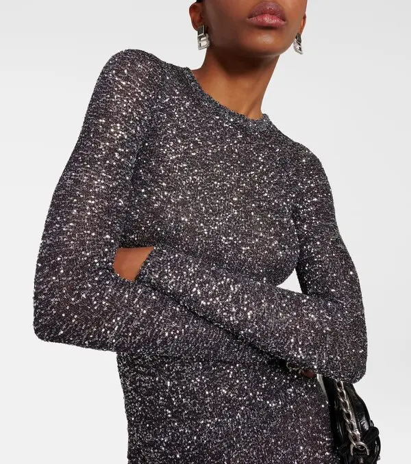 Balenciaga Sequined Metallic Knit Sweater