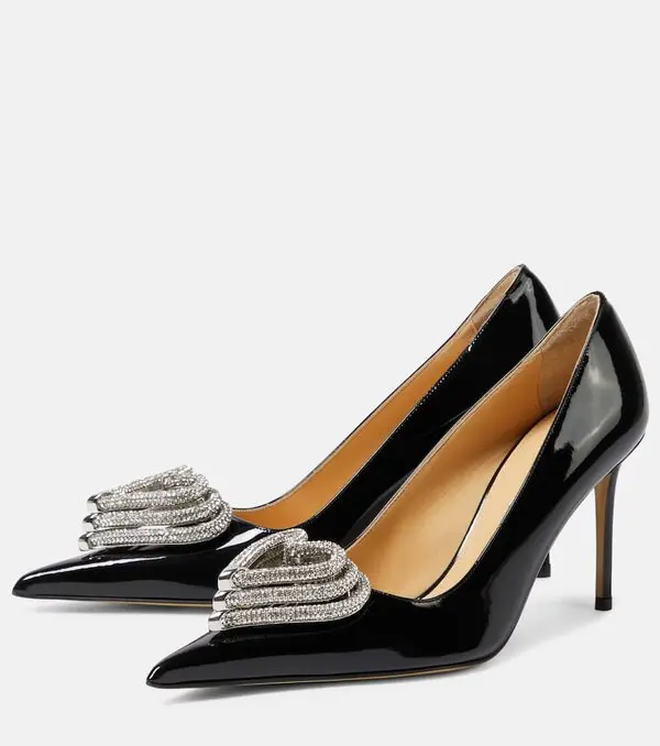Mach & Mach Triple Heart Patent Leather Pumps