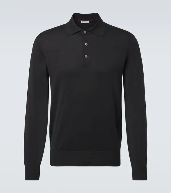 Brunello Cucinelli Cotton Polo Sweater - Black