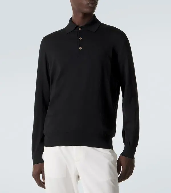 Brunello Cucinelli Cotton Polo Sweater - Black