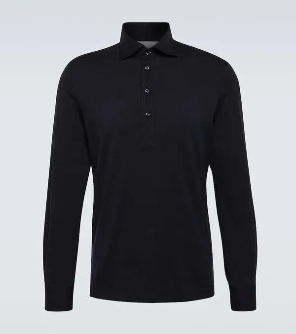 Brunello Cucinelli Cotton Polo Sweater - Blue