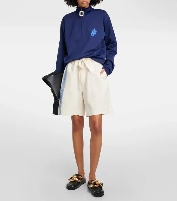 JW Anderson High-rise Cotton And Linen Shorts - Neutrals