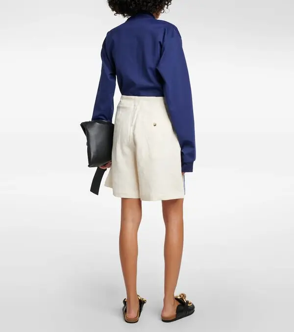 JW Anderson High-rise Cotton And Linen Shorts - Neutrals