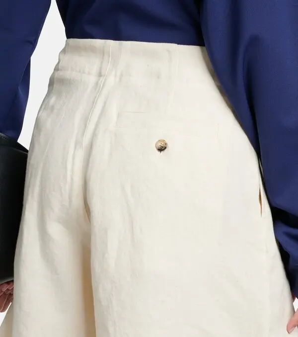 JW Anderson High-rise Cotton And Linen Shorts - Neutrals