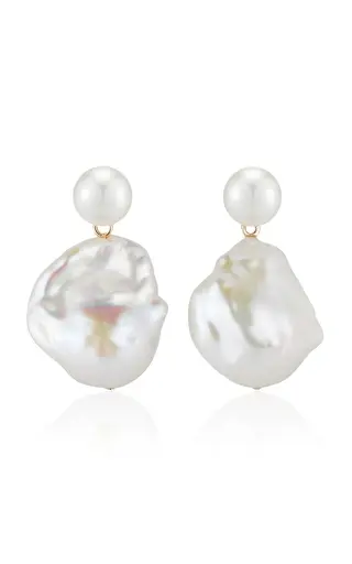 Mateo Duality 14k Yellow Gold Pearl Earrings