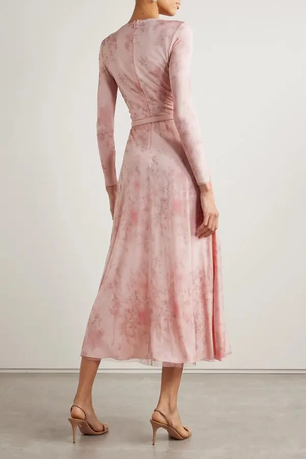 Ralph Lauren Alisen Floral-Print Stretch-Tulle Midi Dress In Pink - 50% Off  | Editorialist