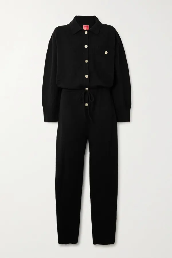BARRIE Sofia Coppola Cashmere Jumpsuit - Black