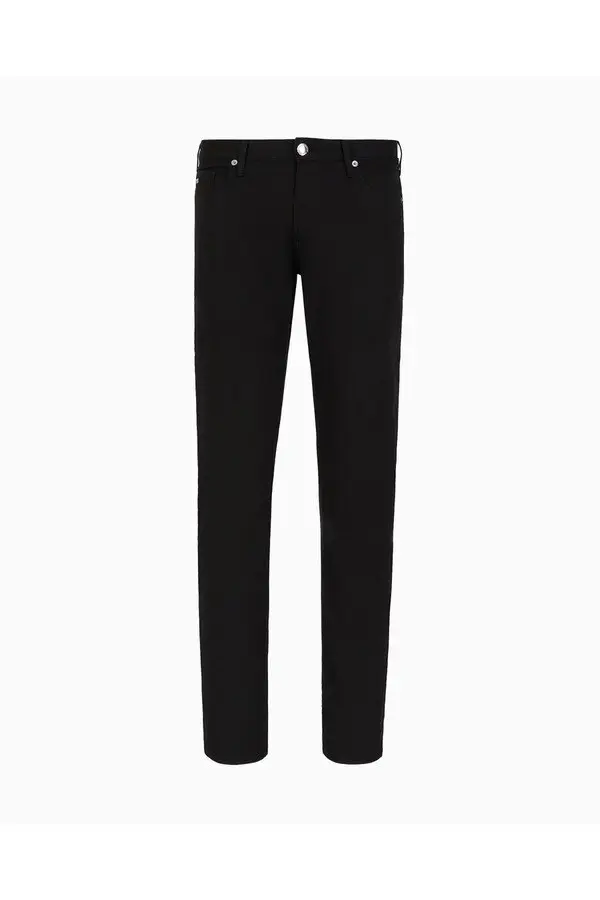 Emporio Armani J06 Comfort Stretch-gabardine Slim-fit Trousers - Black