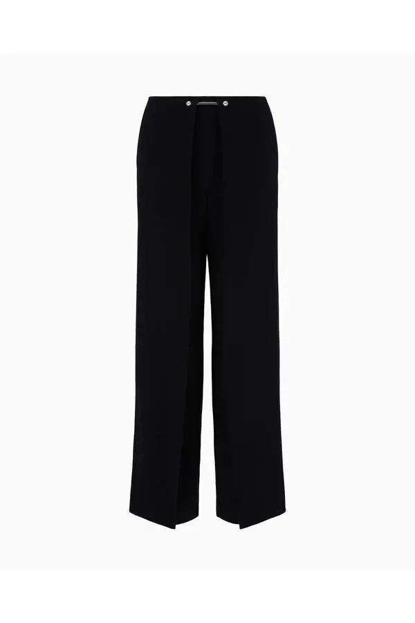 Emporio Armani Envers Satin Wide Leg Trousers - Black