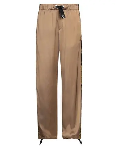 Versace Satin Trousers With Signature Print - Beige