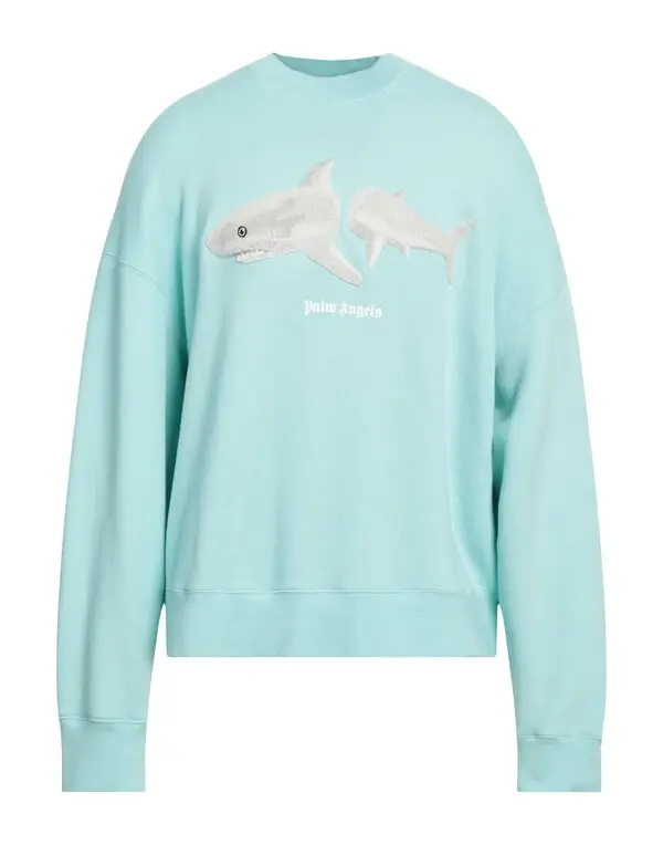 Palm Angels Crewneck Sweatshirt With Appliqués - Blue