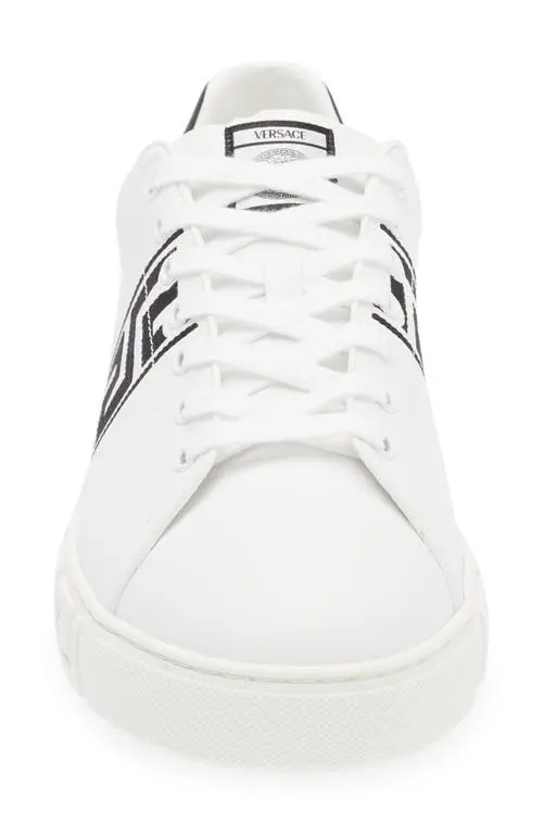 Versace Barocco Greca Jacquard Sneakers - 2w020-white Black