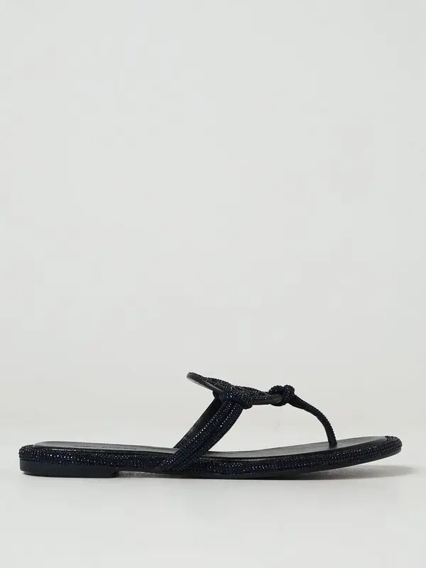 Tory Burch Suede Flip Flops With Rhinestones